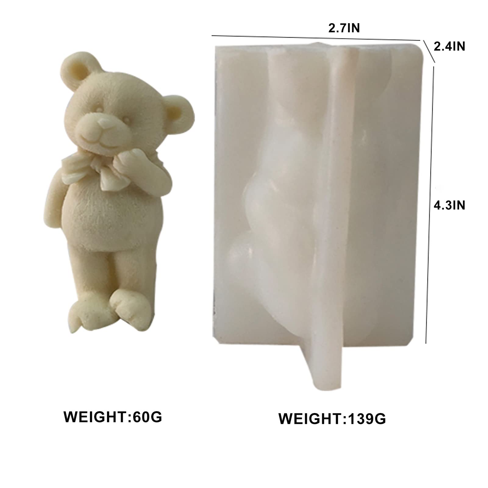 Candle Molds,Resin Molds 3D Silicone Mold for Candle Making Molds Candle Making Kits Moulds for Soaps Wax Clay Plaster Silicone Candles Resin Mould for Art Crafts and Festival Decoration (Color : Bea