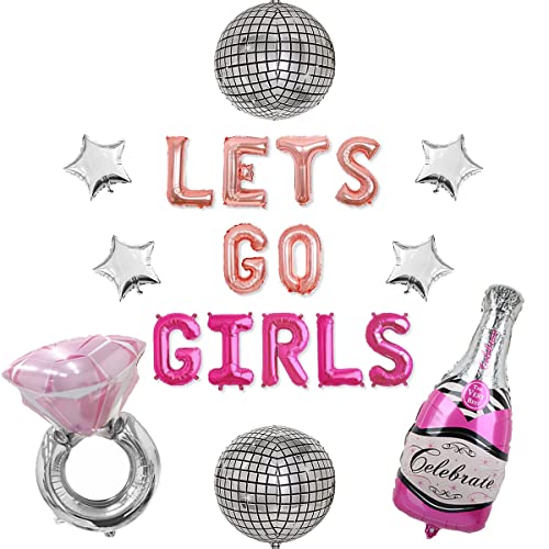 Lets Go Girls Balloon Banner Disco Mylar Balloon for Nashville Bachelorette Party Western Disco Cowgirl Bachelorette Party Decorations