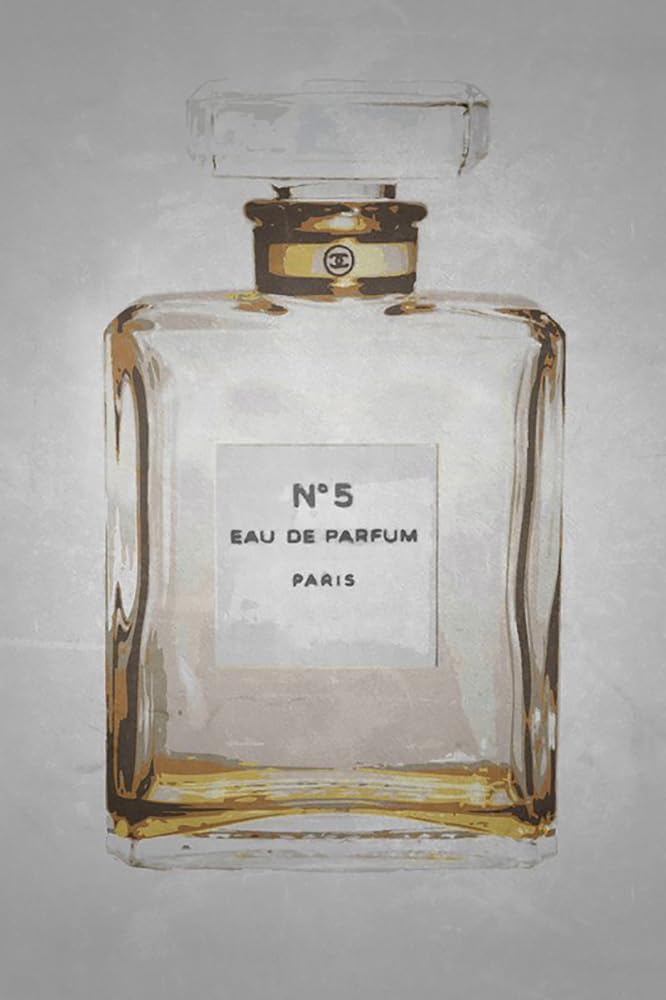 Buyartforless Number Five Eau De Parfum in Chic Gold by Kelissa Semple 36x24 Graphic Art Canvas
