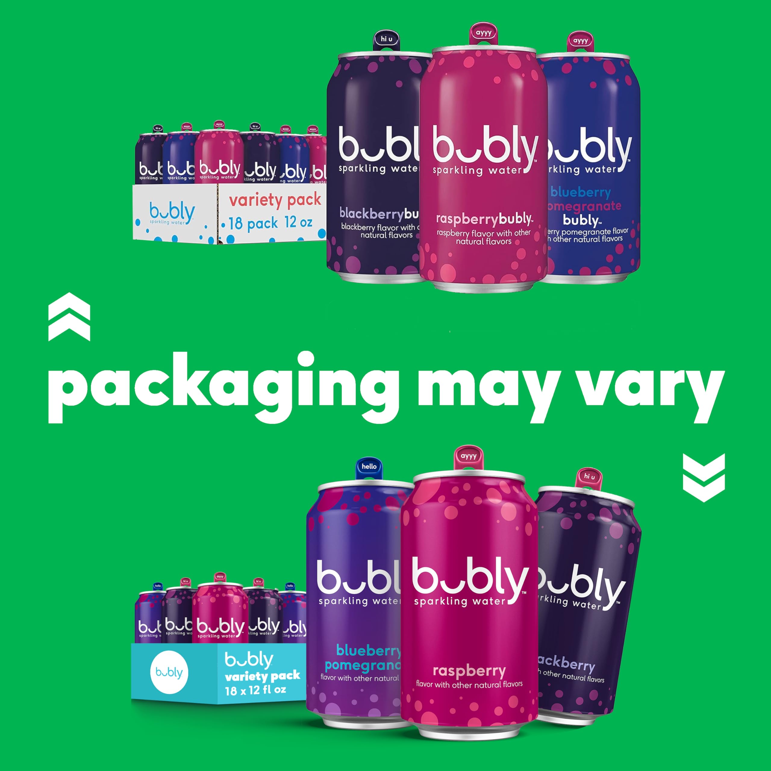 bubly Sparkling Water, Triple Berry Variety Pack, Zero Sugar & Zero Calories, Seltzer Water, 12 Fl Oz Cans (Pack of 18)