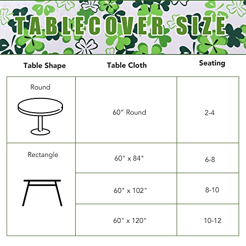 Fitable St Patrick’s Day Rectangle Tablecloth - 60x84 Inch Waterproof Green/White Shamrock Table Cloth Vinyl Wipe Clean Clover Table Cover for Dining Room, Kitchen, Indoor/Outdoor Party Table Decor