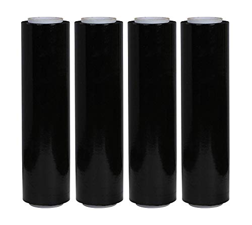 Direct Resources Stretch Wrap Industrial Strength 18 Inch Inch x 1000 Sq Ft - 80 Gauge Thick (20 Micron) Clear Cling Plastic Pallet Supplies | Durable Self - Adhering Packing Moving Packaging Shrink Film Rolls (Black, 4 Pack)