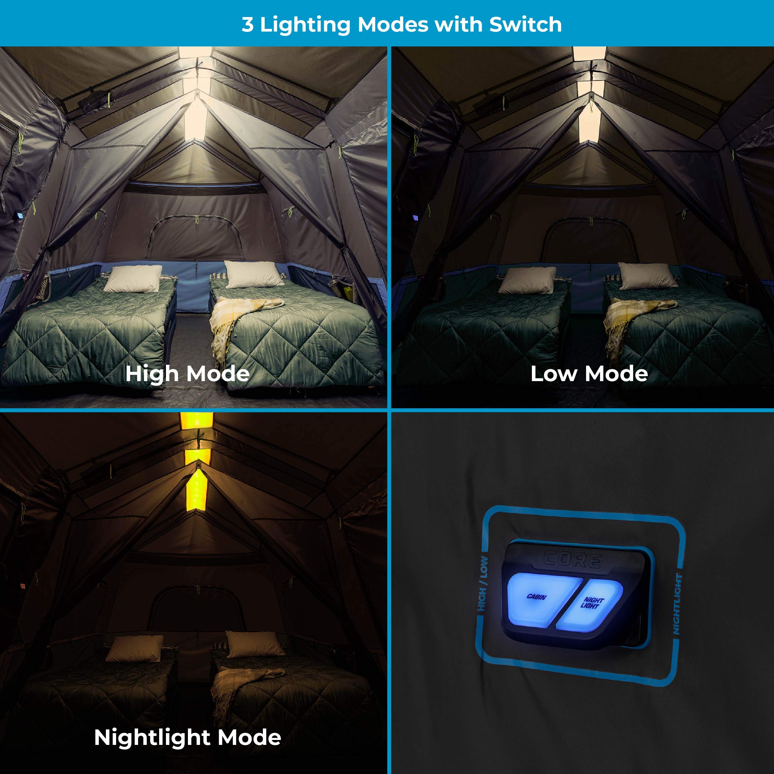 Core 9 Person Lighted Instant Cabin Tent & Footprint