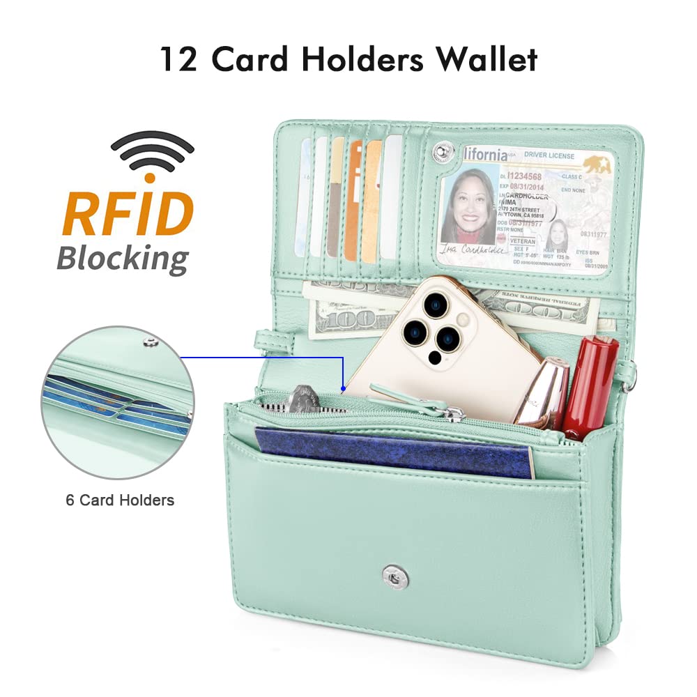nuoku Women Small Crossbody Purse Cell Phone Wristlet Wallet Purse with RFID Card Slots and Strap for Women