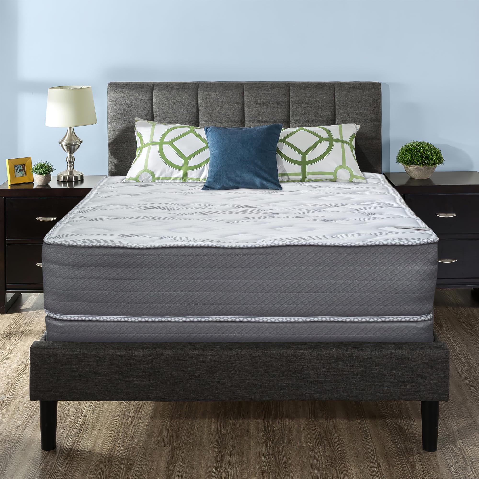 Greaton 14-Inch Firm Double Sided Tight top Innerspring Mattress and 8" Split Wood Box Spring/Foundation Set, Full XL