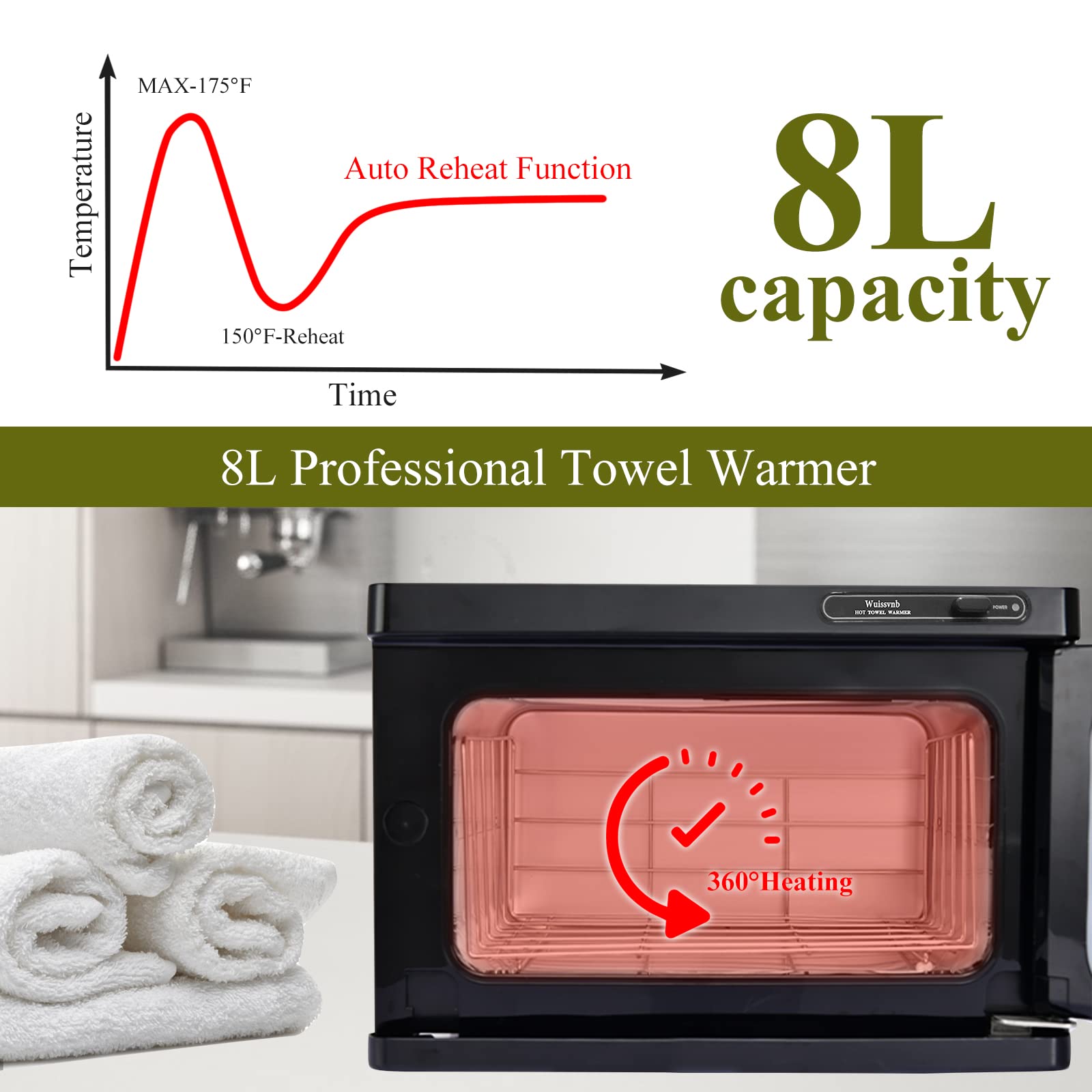 Hot towel warmer, 8L Towel Warmer Spa, Professional Towel Warmer for Facial,Small Towel warmer caddy for Salon,Spa, Message
