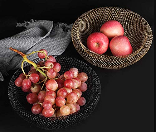 Cq acrylic Fruit Basket For Kitchen,Fruit Basket With Banana Hanger,Fruit and Vegetable Storage Holder For Kitchen Countertop,Golden