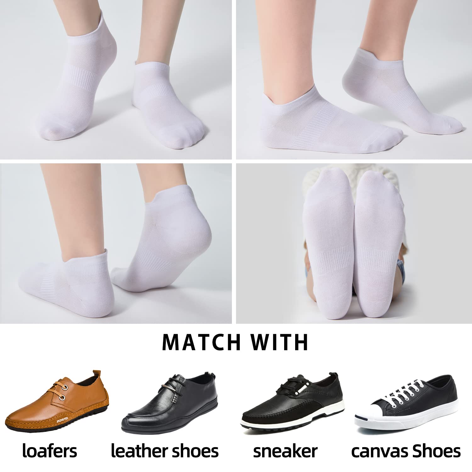 Corlap 8 Pairs Ankle Athletic Running Socks White Soft Thin Low Cut Short Tab Socks for Men and Women