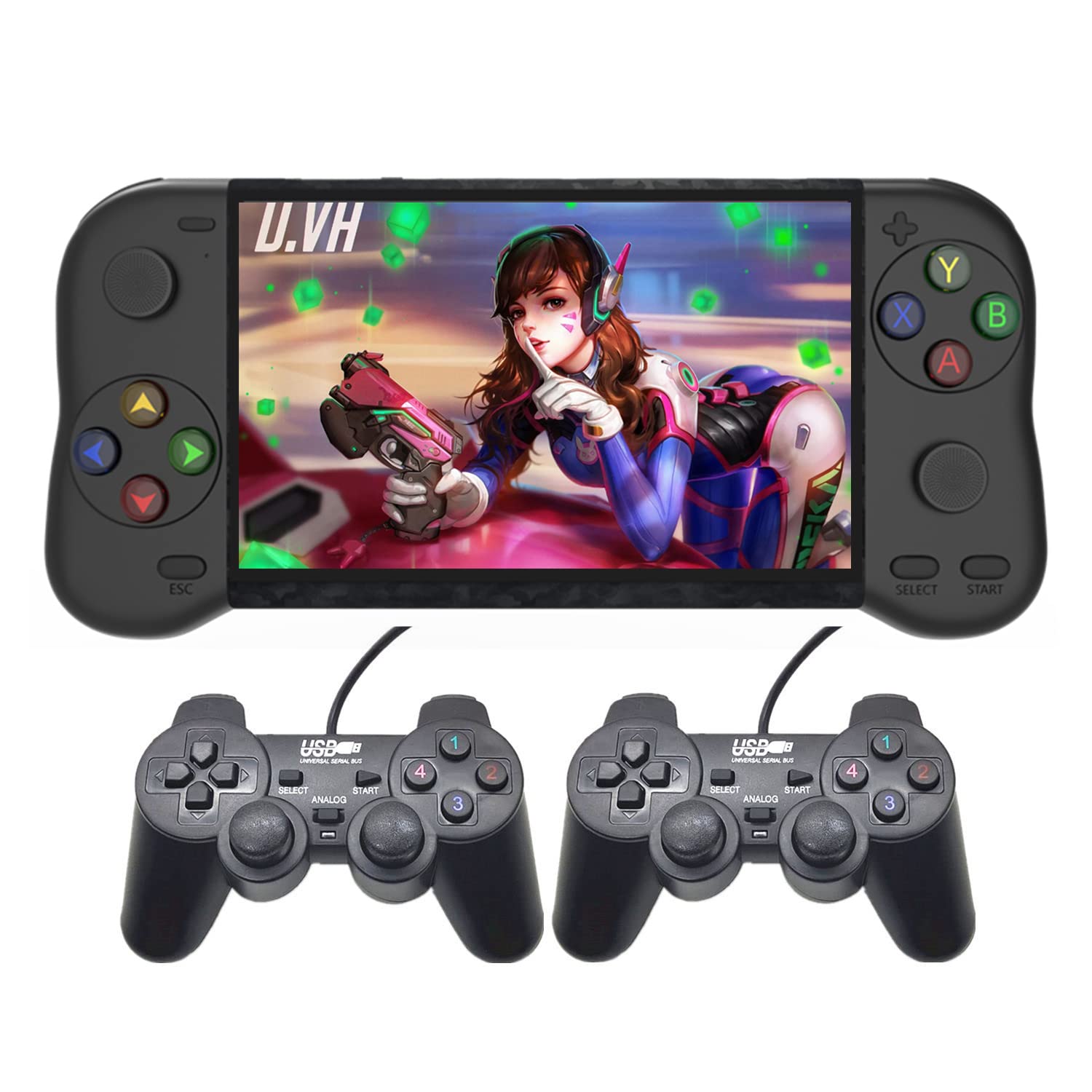 CZT New 5.1-inch Handle Appearance Double Play Video Handheld Game Console Portable Emulator Classic Arcade Retro Gaming Game Device System Built-in 12000 Games mp3 mp4 (Black)