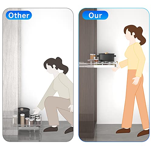 Expandable Pull Out Cabinet Organizer,17.1~28"W x 22.5"D Heavy Duty Slide Out Shelves Adjustable Hight Cabinet Pull Out Shelves,Expandable Width Spice Rack Organizer for Kitchen Cabinet