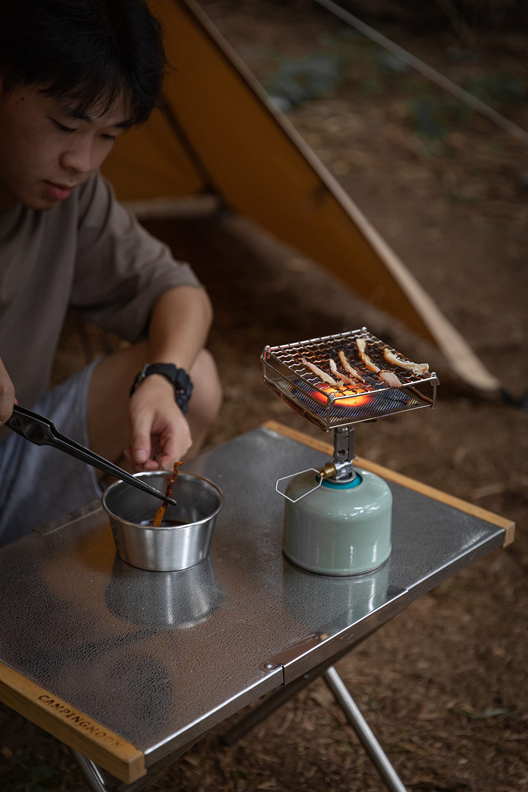 CAMPINGMOON Bread Toaster for Camping Stove Gas Fire 304 Stainless Steel Bread Toaster Small Size US-1312