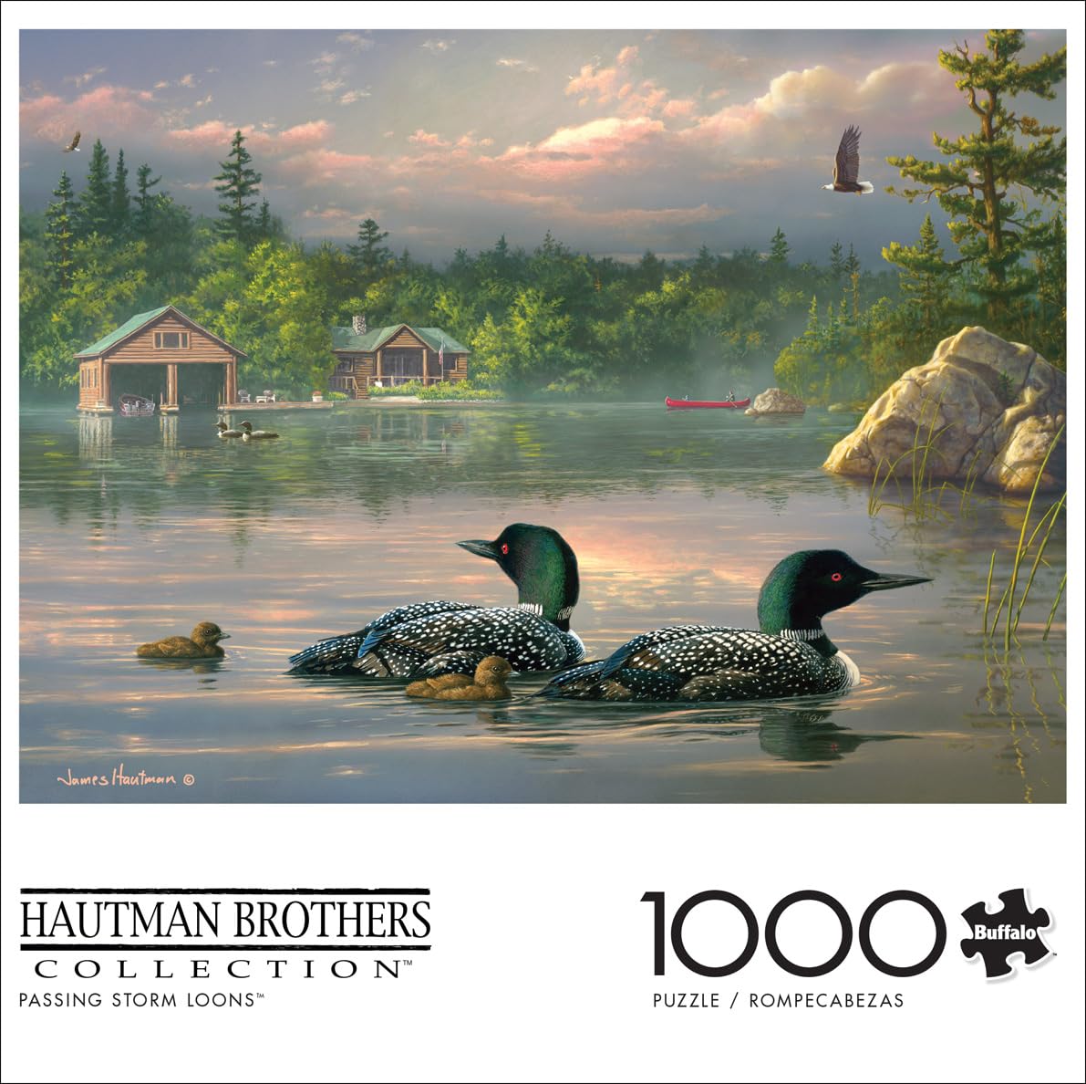Buffalo Games - Hautman Brothers - Passing Storm Loons - 1000 Piece Jigsaw Puzzle for Adults Challenging Puzzle Perfect for Game Nights - 1000 Piece Finished Size is 26.75 x 19.75, Large