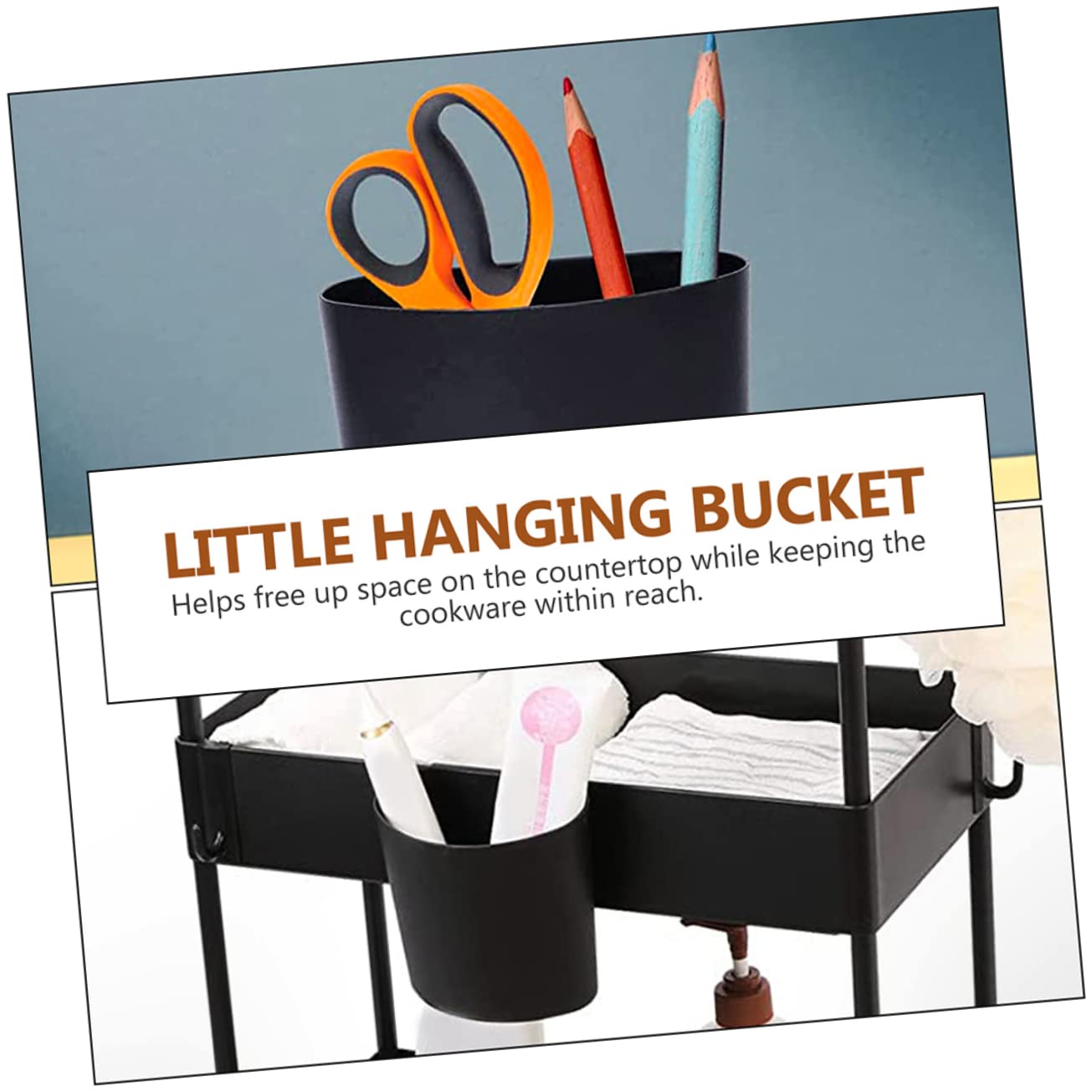 Generic 4Pcs Little Hanging Bucket for Rolling Cart Portable Storage Basket Hanging Cup Holder for Easy Organization in Kitchen Office Kids Room