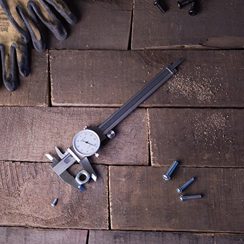Dial Caliper- Stainless Steel and Shock Proof Tool With Plastic Carry Case, 0- 6 Inch Measuring Range For Accurate Measurements by Stalwart