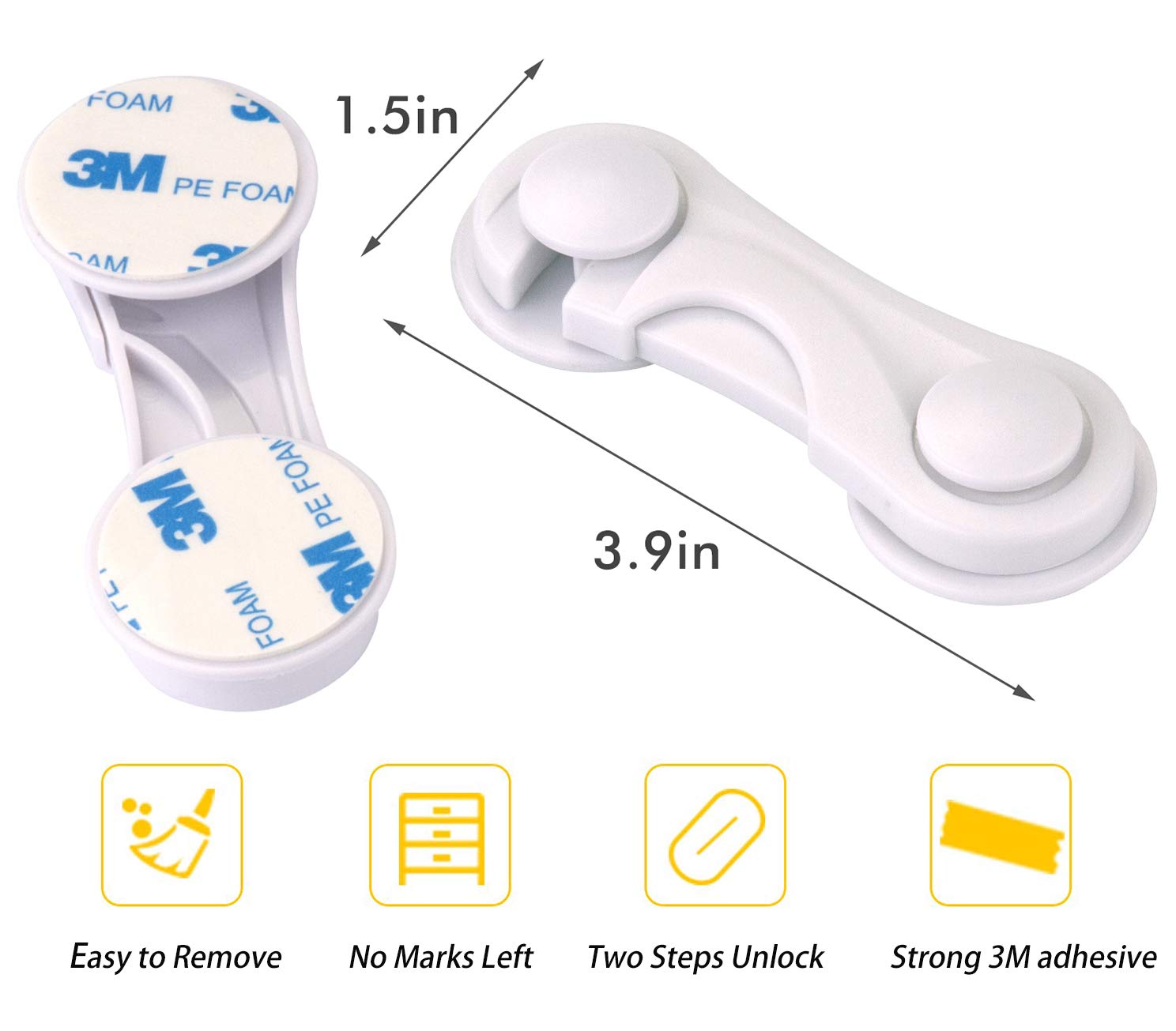 Cabinet Locks for Child Safety - Baby Safety Cupboard Locks 8 Pack - No Drilling Adhesive Baby Proof Drawer Lock Latches for Drawer and Cabinet