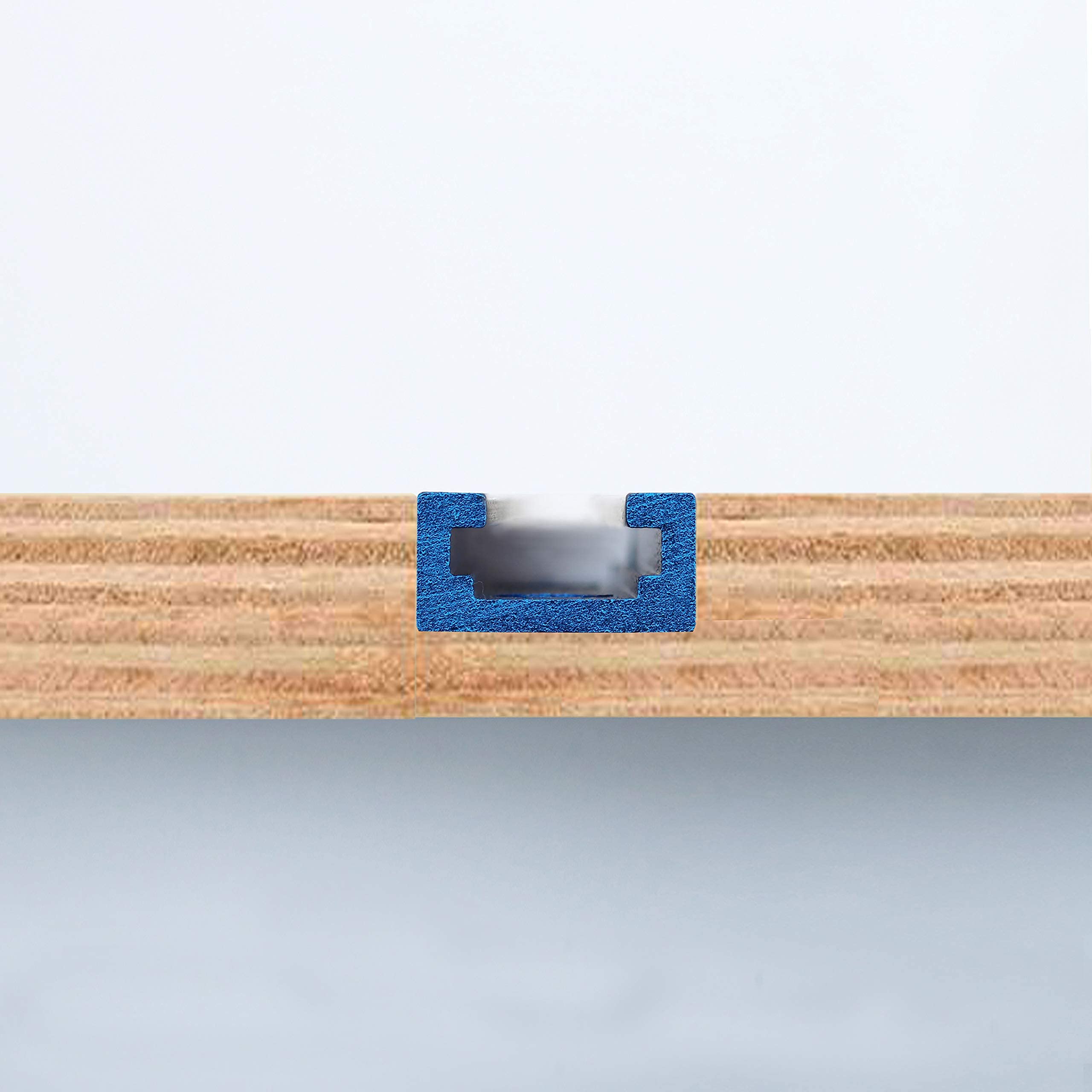 HOTTARGET Aluminum 24 Inch T-Track with Wood Screws–Double Cut Profile Universal with Predrilled Mounting Holes -Woodworking and Clamps–Frosted Surface Anodized - 2 PK (Blue)
