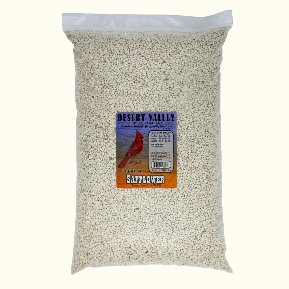 Desert Valley Premium Safflower Seeds - Wild Bird Food, Cardinals, Jays, Doves & More (10-Pounds)