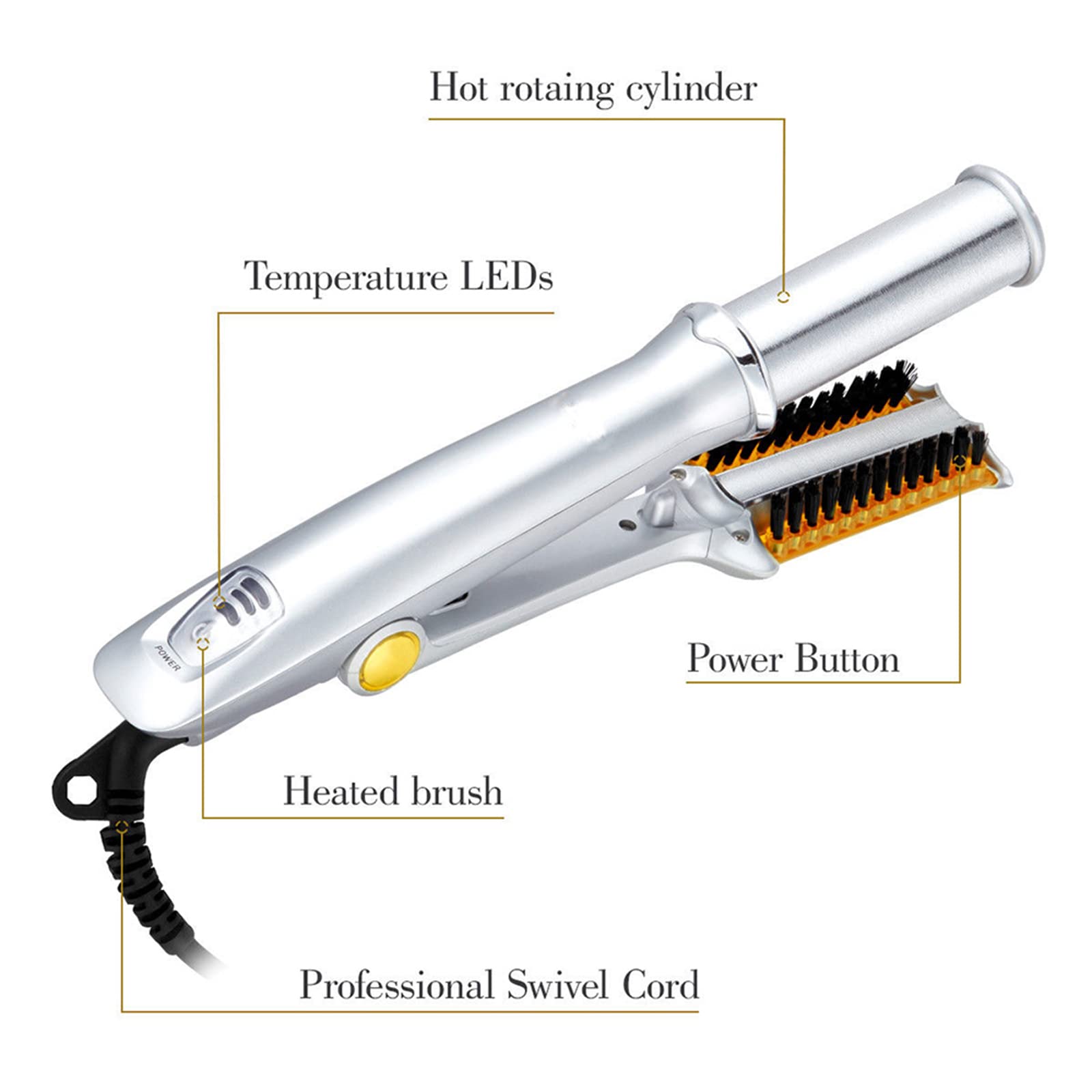 DENZED Automatic Curling Iron, Professional Hair Straightening Iron Curling Iron Straightener and Curler Styler 3 in 1 Multi Hair Styling Tool Flat Iron with Brush