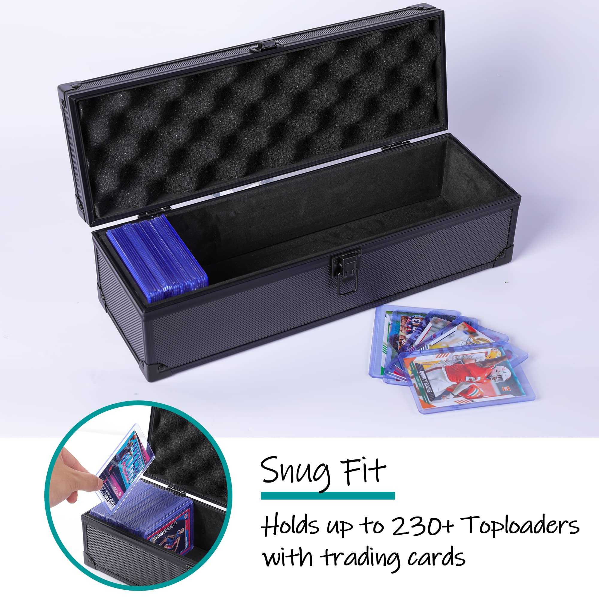 D DACCKIT 230+ Toploaders Storage Box - Hard Case for 3" x 4" 35pt Rigid Card Holders for Trading Cards & Sports Cards