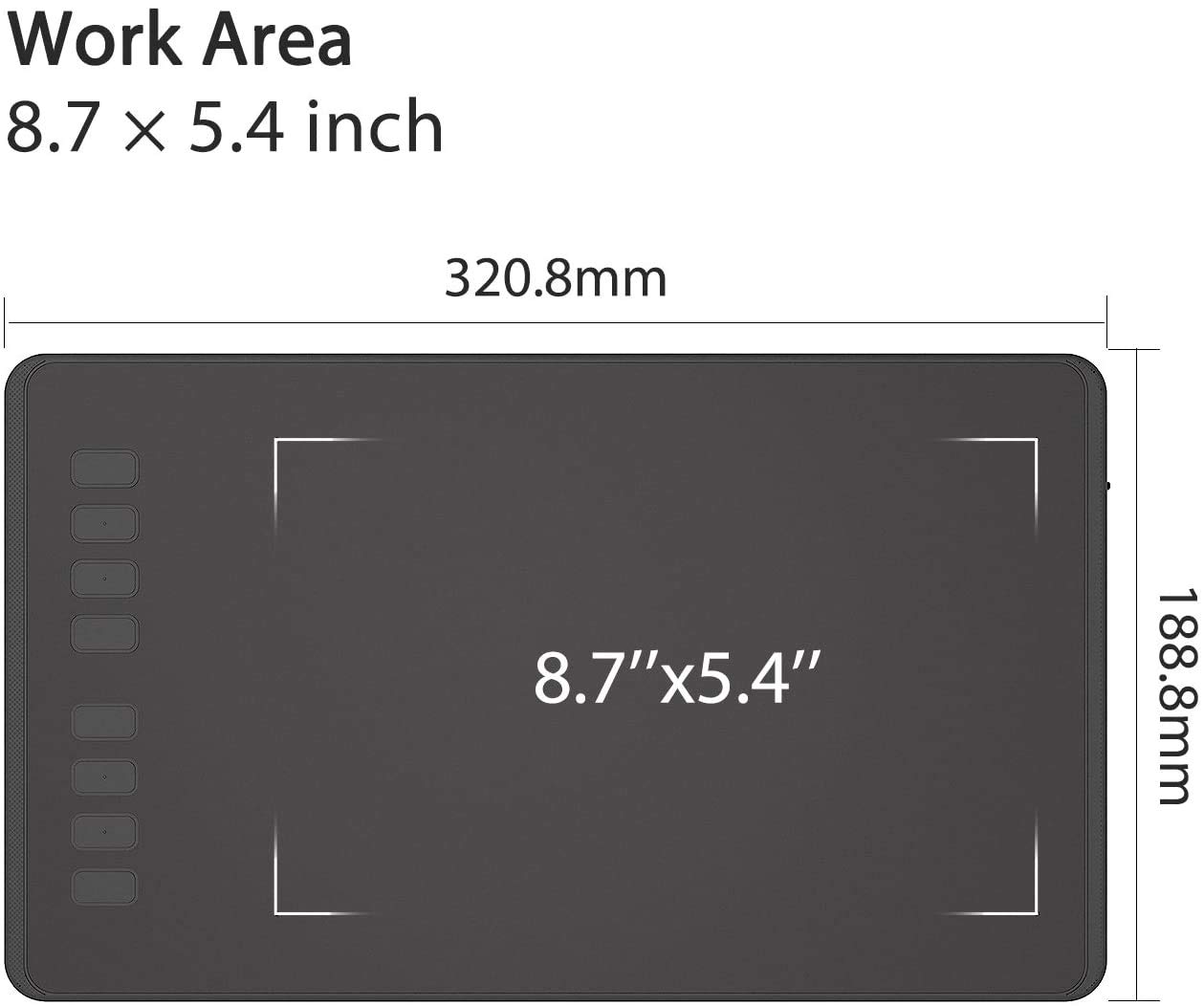 Huion Inspiroy H950P Graphics Drawing Tablet with Tilt Feature Battery-Free Pen 8192 Pressure Sensitivity and 8 User-Defined Shortcuts,Compatible with Mac, Linux(Ubuntu), Windows PC, and Android