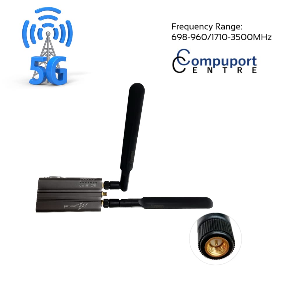 CompuPort Telemetry Wide-Band 3500MHz 5G/4G/LTE MIMO Whip Antenna with SMA Male Connector, Compatible with Sierra Wireless Airlink, Digi, Teltonika, Microhard, CradlePoint and More.(1 pc.)