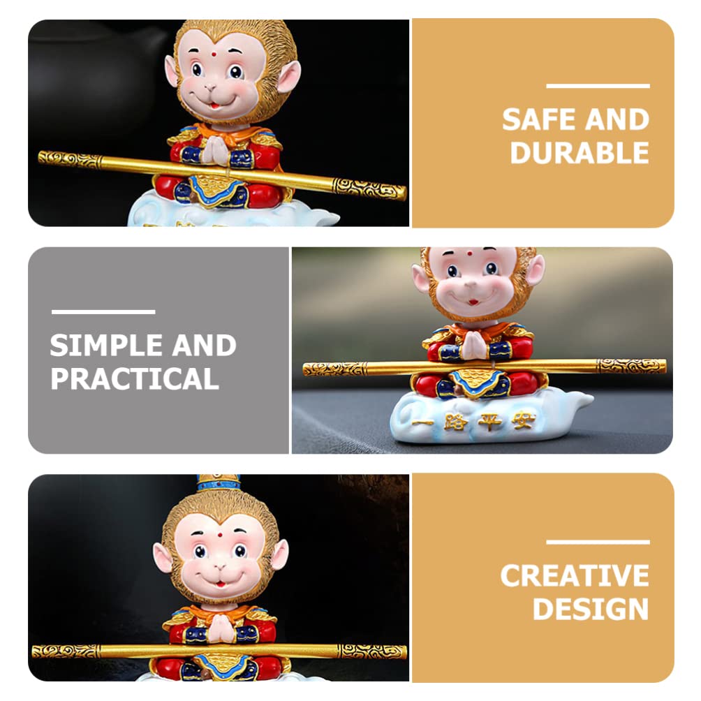 Car Shaking Head Doll Toy: Monkey Figurine Sun Wukong Statue Chinese Mythology Figure Collection for Home Office Table Dashboard Decoration