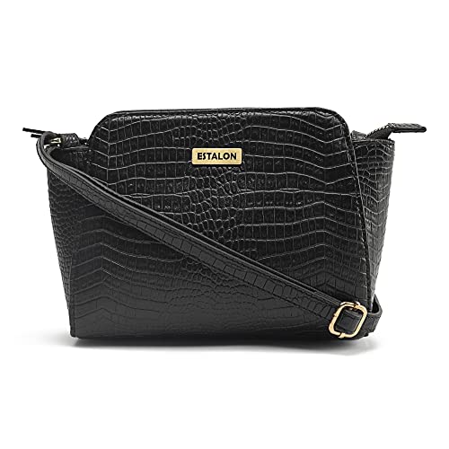 Crossbody Bags for Women-Small Vintage Leather Multi Pocket Shoulder Sling Womens Purses and Handbags (Black-3)