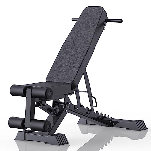 K KINGKANG Adjustable Weight Bench, 1100 LB Weight Capacity Heavy-duty Workout Bench, Extended Head, and Neck Protection Design, Foldable Flat/Incline/Decline Exercise Multi-Purpose Bench for Home Gym
