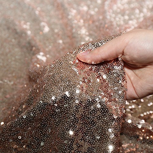 Poise3EHome 50×72'' Rectangle Sequin Tablecloth Party Cake Dessert Table Exhibition Events, Rose Gold