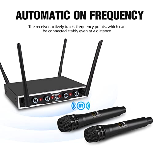 D Debra Audio Wireless Microphone System Pro DU4004 UHF 4 * 16 Adjustable Channel Wireless Handheld Lavalier Headset Mics, Ideal for Meeting Church Speech Party (2 Handheld 2 Bodypack)