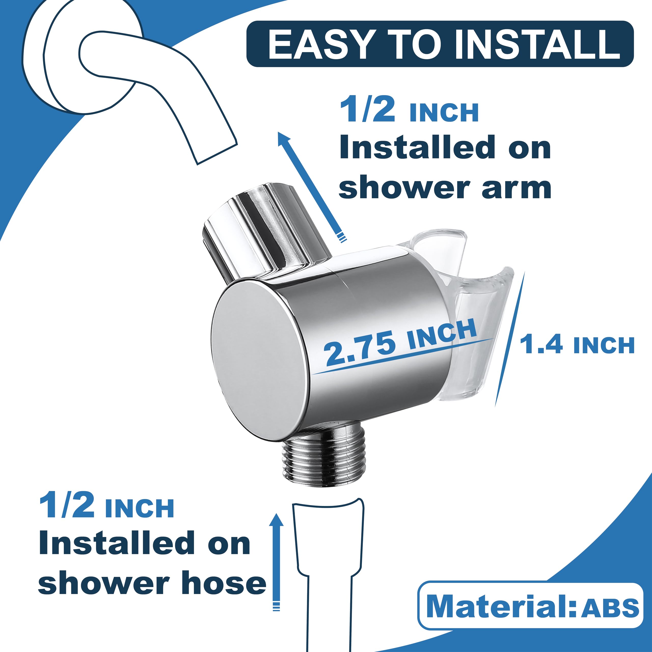 Generic Shower Head Holder, Adjustable Shower Rod Bracket ,Handheld Shower Head Bracket, Shower Wand Holder ,Shower arm Holder for Handheld Shower Head, Silver