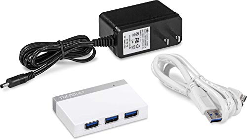 TRENDnet 4-Port USB 3.0 Ultra-Mini Hub, 1M (3ft. USB 3.0 Cable), Up to 5Gbps, Power Adapter Included, Plug &Play, Backwards Compatibility with USB 2.0/USB 1.1, TU3-H4