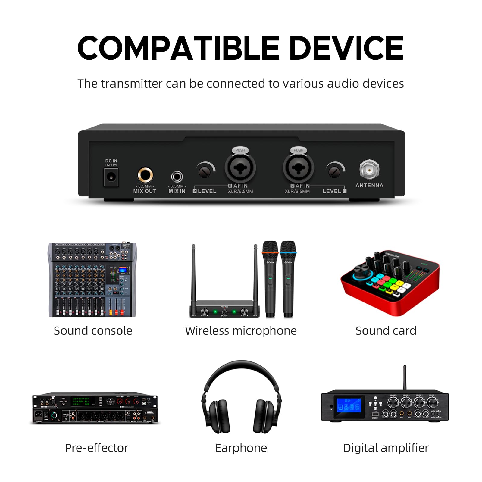 D Debra PRO ST-102 UHF Stereo Wireless in Ear Monitor System, Wireless IEM with Bodypacks and Headsets, Ideal for Stage Studio Speech (1 Bodypack with Transmitter (ER-102))