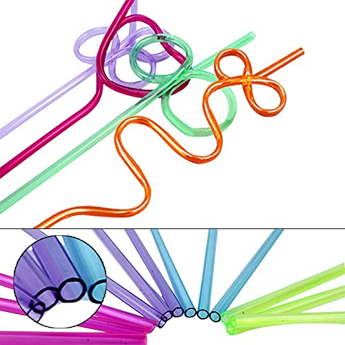 Crazy Straws,Reusable Straws,64pcs Reusable Straws with Valentine's Day Cards, Loop Novelty crazy straws and Valentines Cards for Classroom Exchange Prizes, Valentine Party Favors,Various Parties
