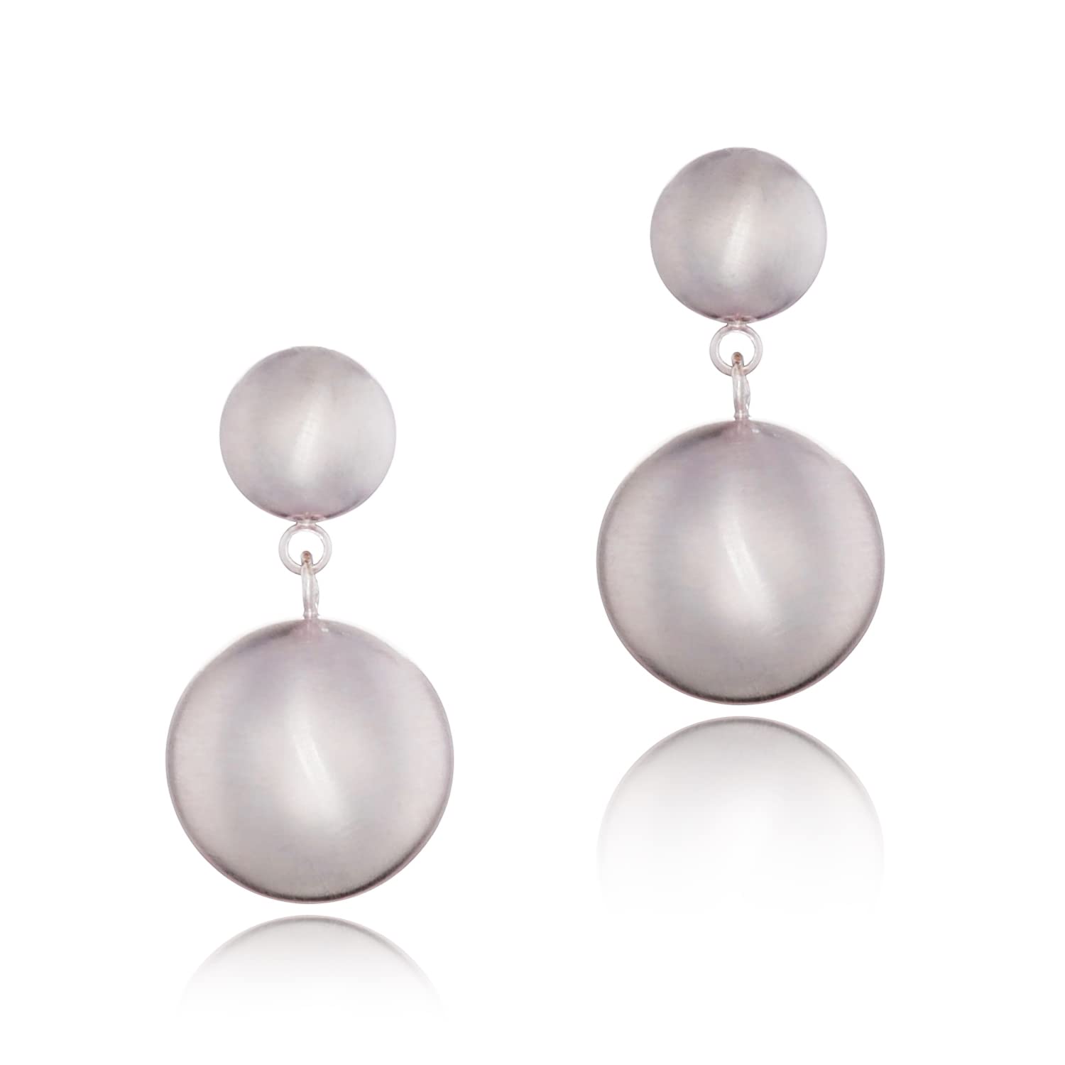 Brushed Double Ball Drop & Dangle Earrings for Women Girls (18k Gold Plated)