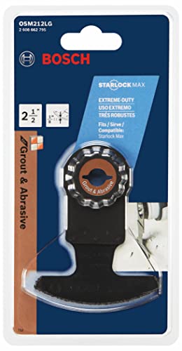 BOSCH OSM212LG 1-Piece 2-1/2 In. x 1/8 In. StarlockMax Oscillating Multi Tool Grout & Abrasive Carbide Grit Segmented Saw Blade for Extreme-Duty Applications in Grout Removal