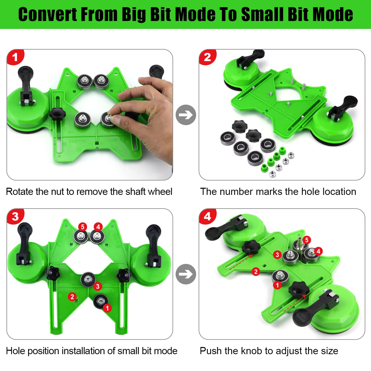 Diamond Hole Saw Kit 17PCS Drill Bits Sets with Double Suction Cups Guide Jig Fixture from 4mm-83mm Hollow Drill Set for Ceramic, Glass, Tile, Porcelain, Marble, Granite