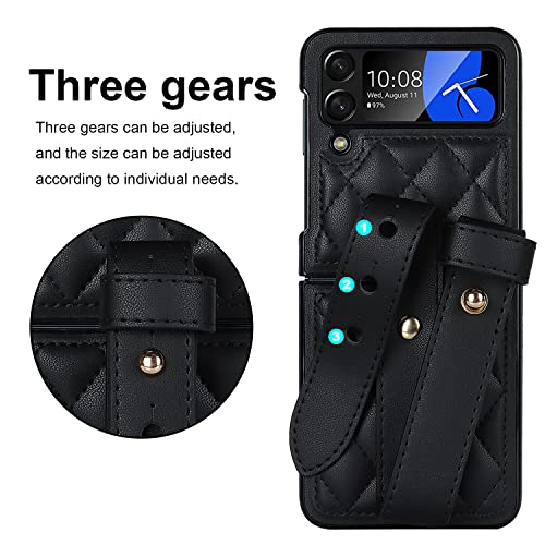 Fivean Suitable for Oppo findn2flip Foldable flip Card, Wrist Strap Phone case Black