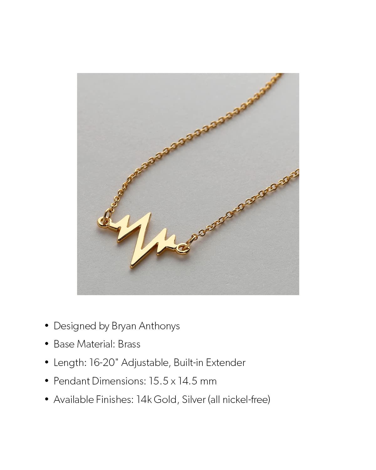 Bryan Anthonys There in a Heartbeat 14k Gold Necklace for Women, Pendant, Adjustable Length