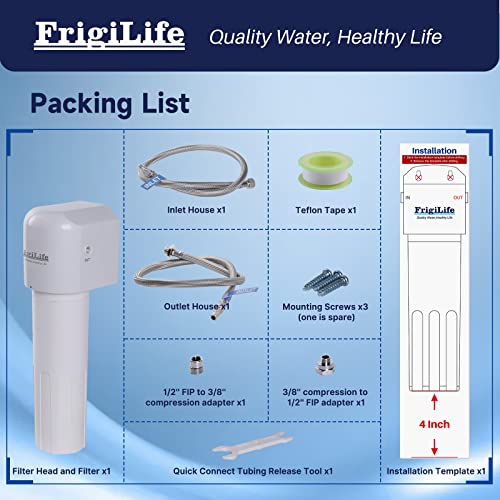 FrigiLife Ultra High Capacity Under Sink Water Filter System, 22K Gallons, Direct Connect, Removes 99.99% Chlorine, Large Particles, Bad Taste and Odor, NSF Certified