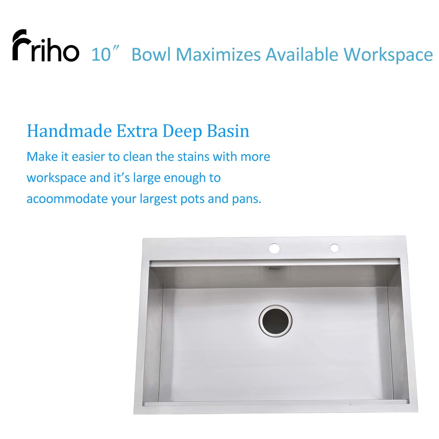 Friho 33"x 22" Inch Drop in Stainless Steel Kitchen Sink,Brushed Nickel Kitchen Sinks,Single Bowl Basin Handmade Topmount Kitchen Sink With Dish Grid,Dish Drainer,Cutting Board and Basket Strainer
