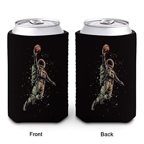 Can Cooler Sleeves Coozies for Cans And Bottles Insulators Basketball Astronaut Space Print PVC Elastic Reusable