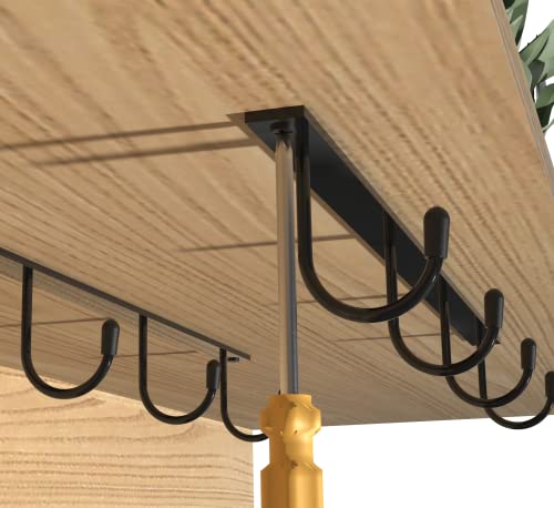 ORZ 3 PCS Coffee Mug Hooks Under Cabinet, Load Up to 12 Mug Cup (Black)