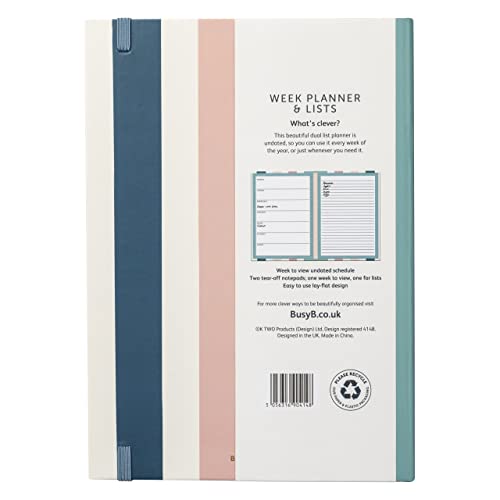 Busy B Week Planner & Lists Stripe - A5 undated 52 page weekly planner with tear-off lists