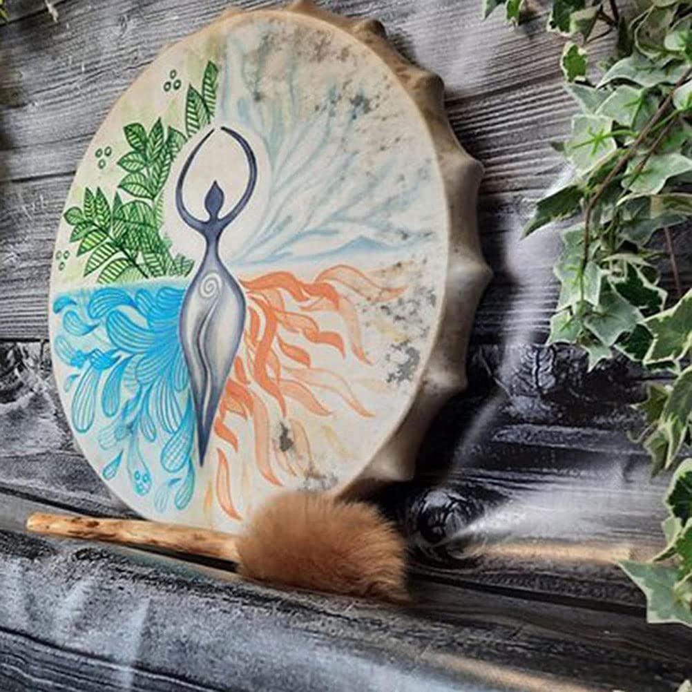 BTSEURY Shaman Drum Siberian Drum Spirit Music Handmade Shamanic Drum with Drum Stick Home Decor
