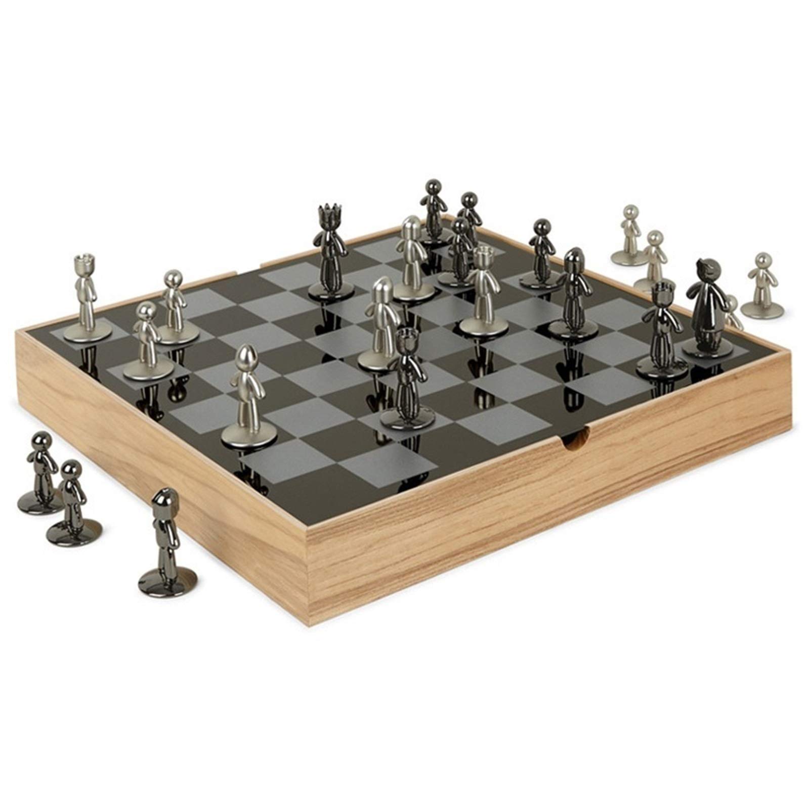 Chess Decoration Wooden Chess Board Metal Chess Piece Living Room Home Decoration Decoration Gift