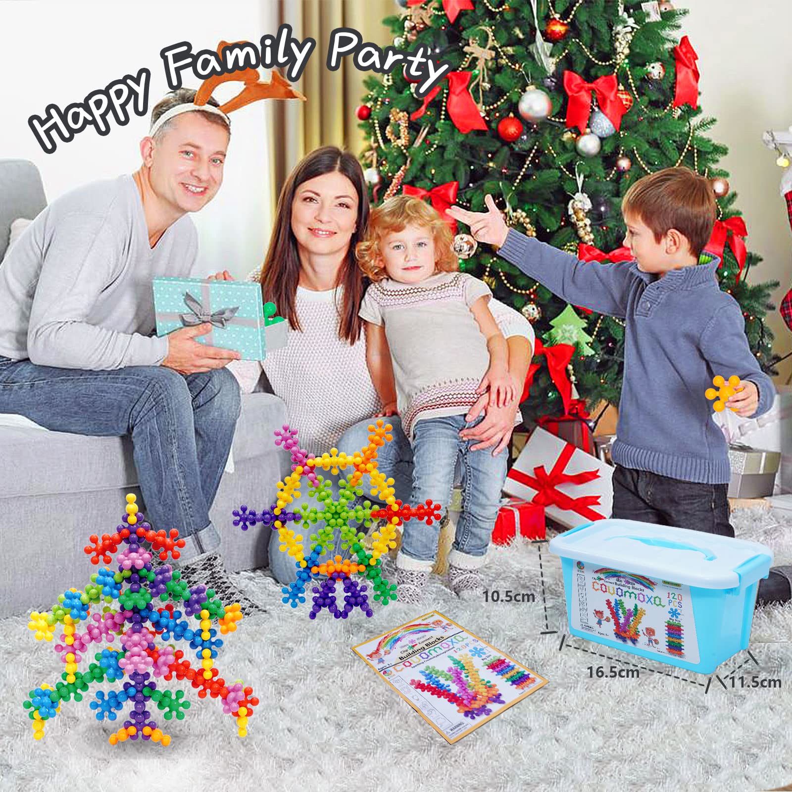 COUOMOXA Building Blocks, 120 Pcs Big Size Interlocking STEM Toy for Kids Ages 3+, Early Education Gift
