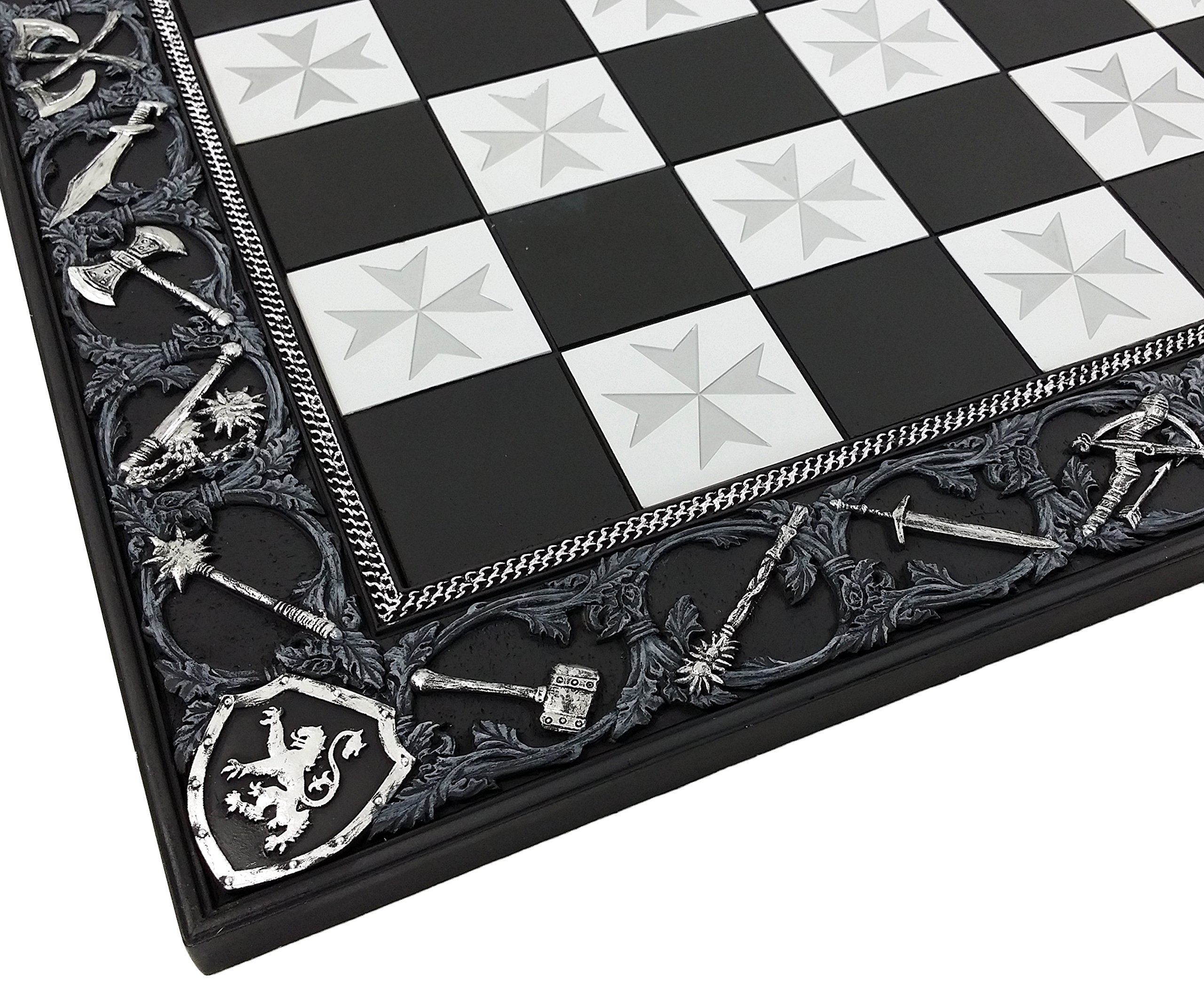 HPL Medieval Times Crusades Red and White Armored Maltese Knights Chess Set with 17" Board