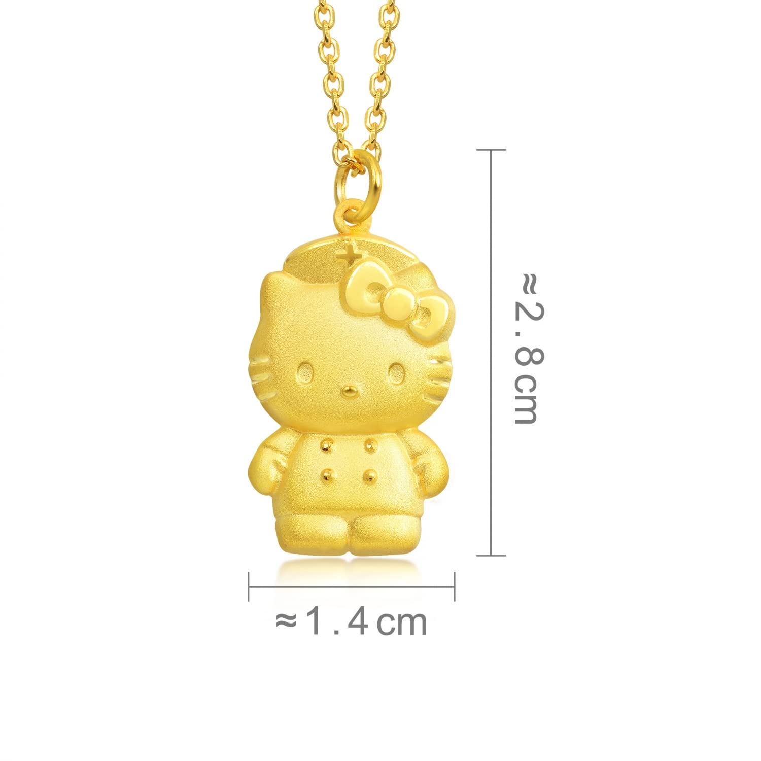 CHOW SANG SANG Sanrio 999.9 24K Solid Gold Hello Kitty Nurse Pendant for Women 89131P | Not Include the Necklace