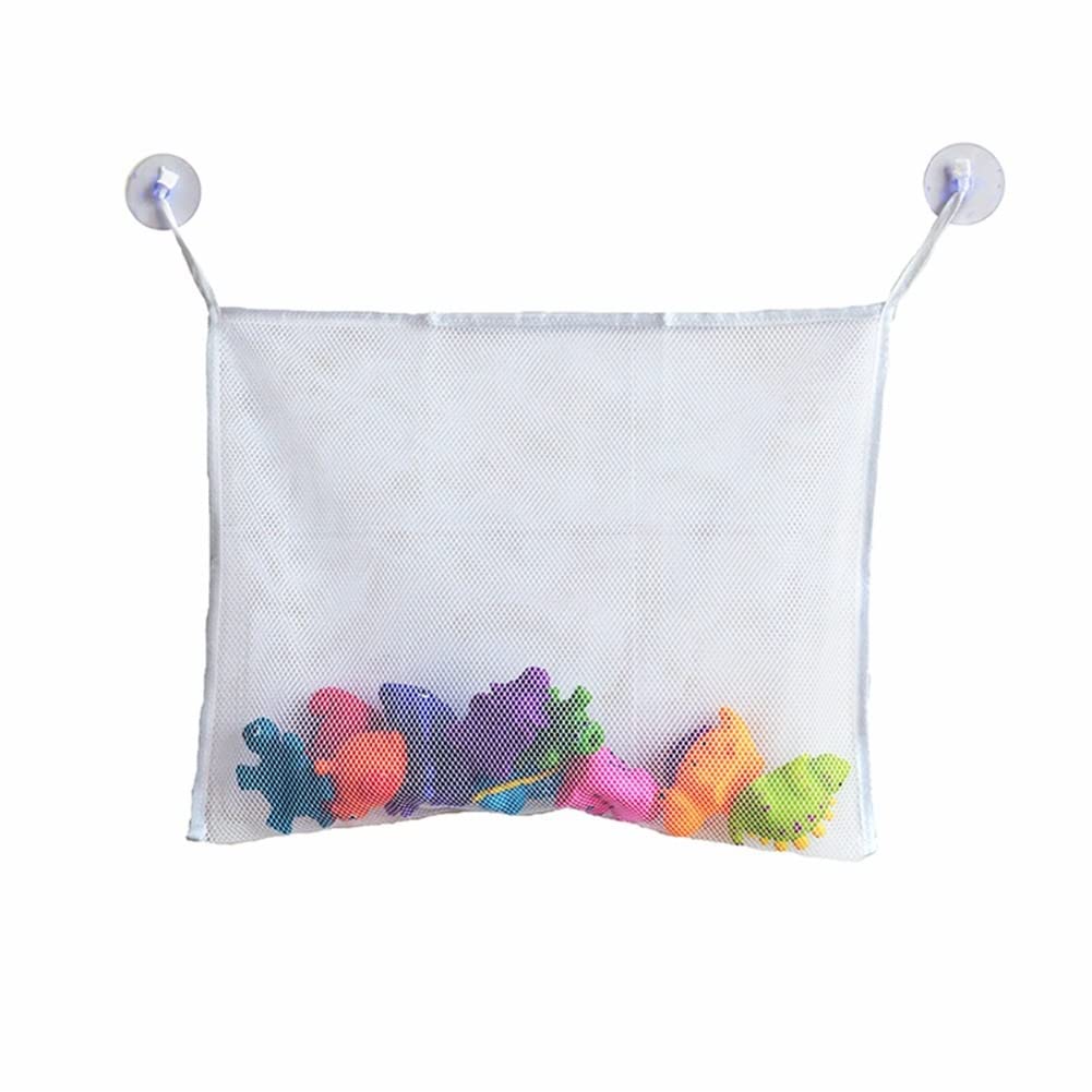 Onsinic 1pc Bath Toy Storage Bag Mesh Basket Baby Bath Tub Toy Storage Net Folding Hanging Organiser for Bathroom, White, 14.17x14.57 inch